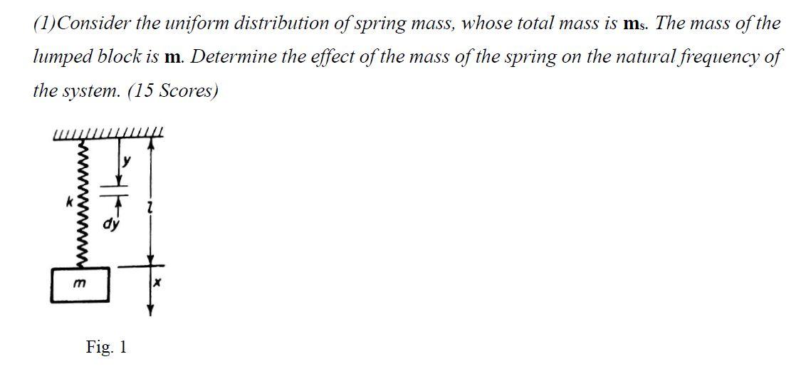 Solved (1) Consider the uniform distribution of spring mass, | Chegg.com
