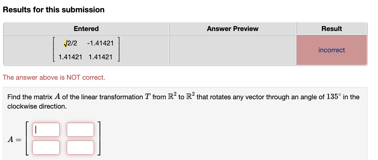 Solved Results for this submission The answer above is NOT | Chegg.com