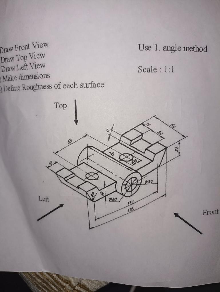 Solved Use 1. angle method Draw Front View Draw Top View | Chegg.com