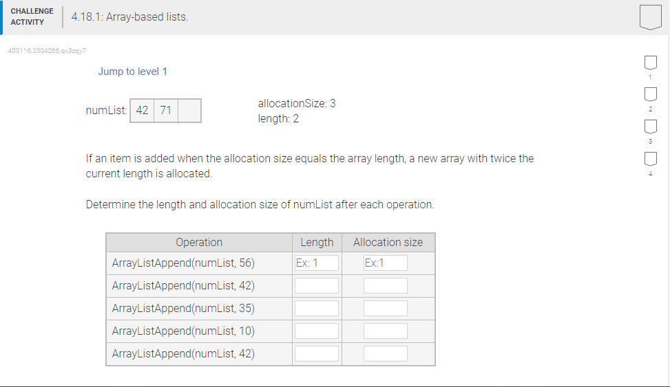 Solved Challenge Activity 4181 Array Based Lists 
