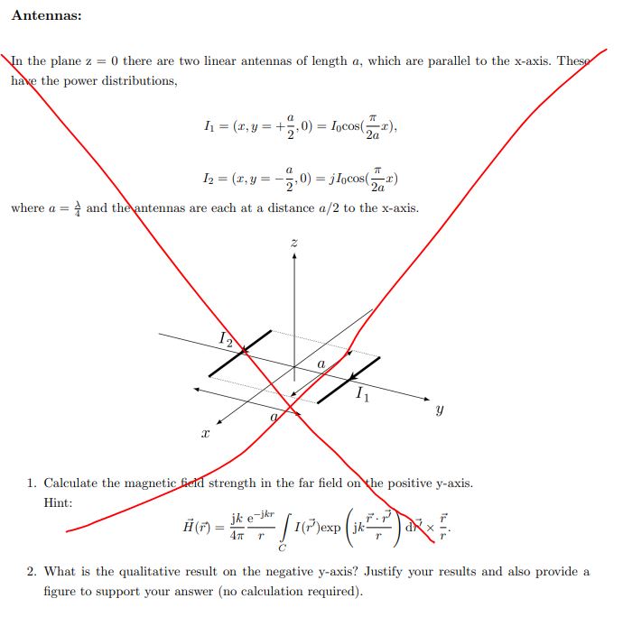 Solved Antennas: In the plane z=0 there are two linear | Chegg.com