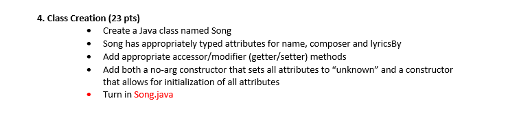 Solved . 4. Class Creation (23 pts) Create a Java class | Chegg.com