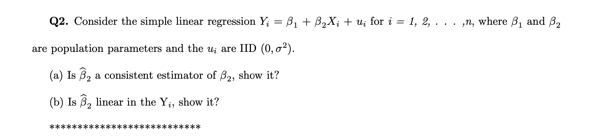 Solved Q2. Consider the simple linear regression | Chegg.com