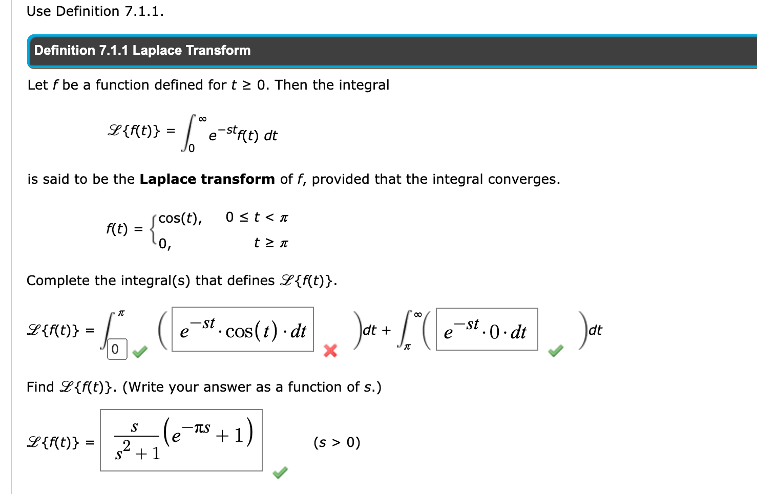 Solved Use Definition 7 1 1 Definition 7 1 1 Laplace