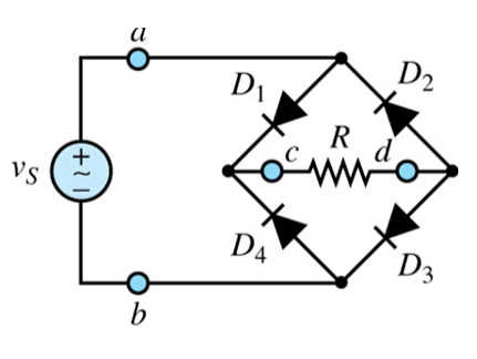 Solved For the shown full wave bridge rectification circuit | Chegg.com