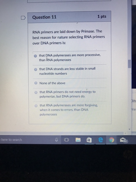 Solved D Question 11 1 pts RNA primers are laid down by | Chegg.com Solved D Question 11 1 pts RNA primers are laid down by | Chegg.com