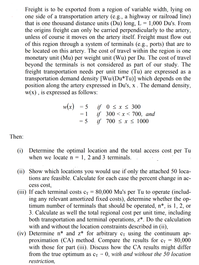 Freight is to be exported from a region of variable | Chegg.com