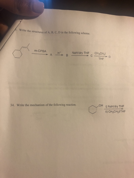 Solved Write the structures of A, B, C, D in the following | Chegg.com