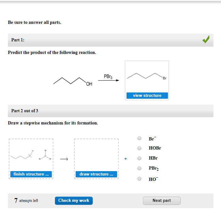 Solved Be sure to answer all parts. Part 1: Predict the | Chegg.com