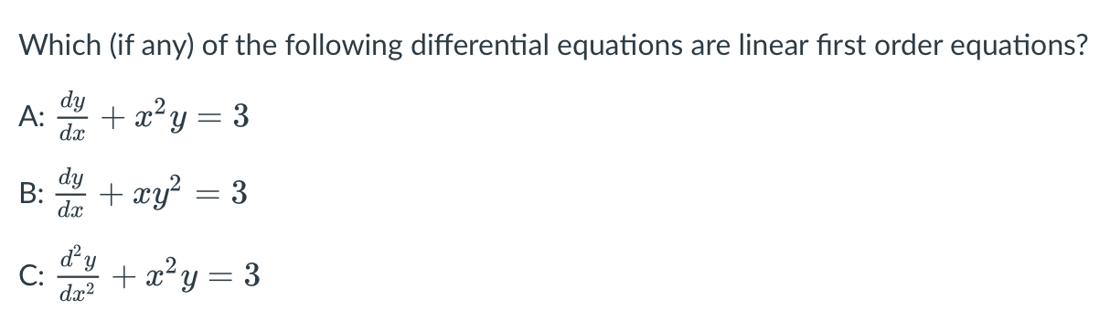 Solved Which If Any Of The Following Differential