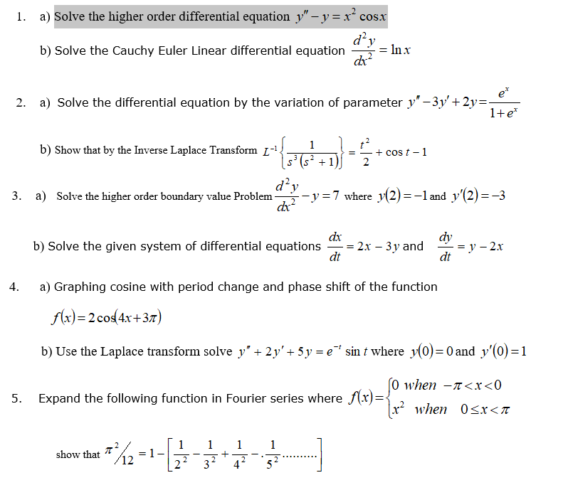 Solved 1. a) Solve the higher order differential equation y" | Chegg.com