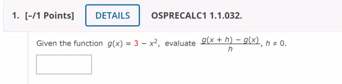 Solved Given the function g(x)=3-x2, ﻿evaluate | Chegg.com