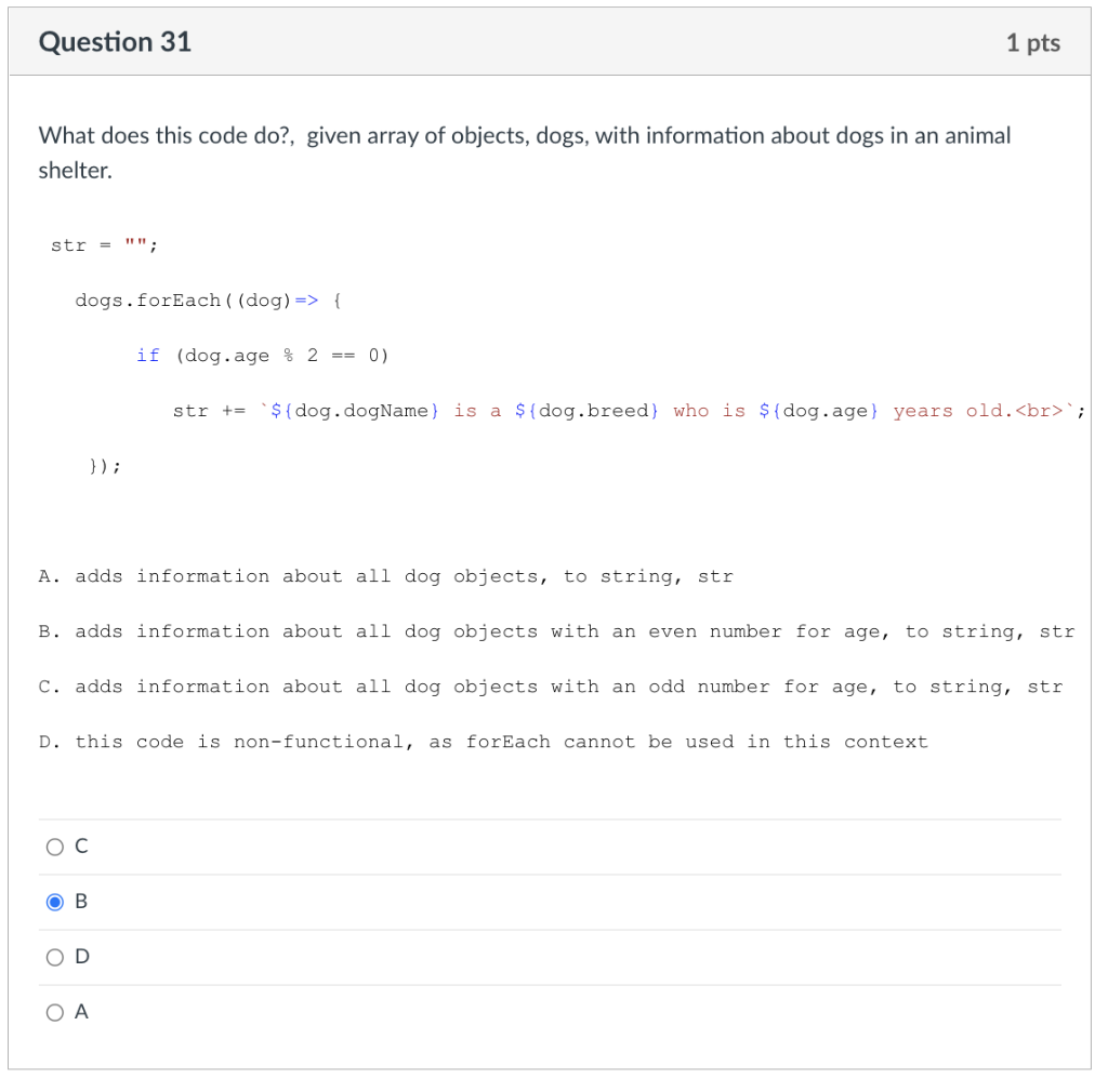 Solved What does this code do?, given array of objects, | Chegg.com
