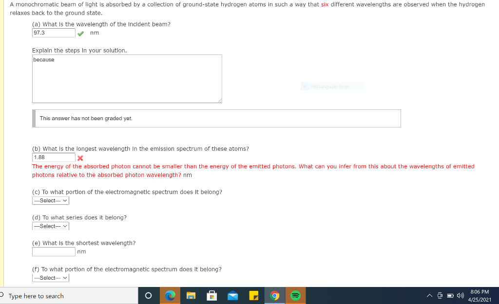 A monochromatic beam of light is absorbed by a | Chegg.com