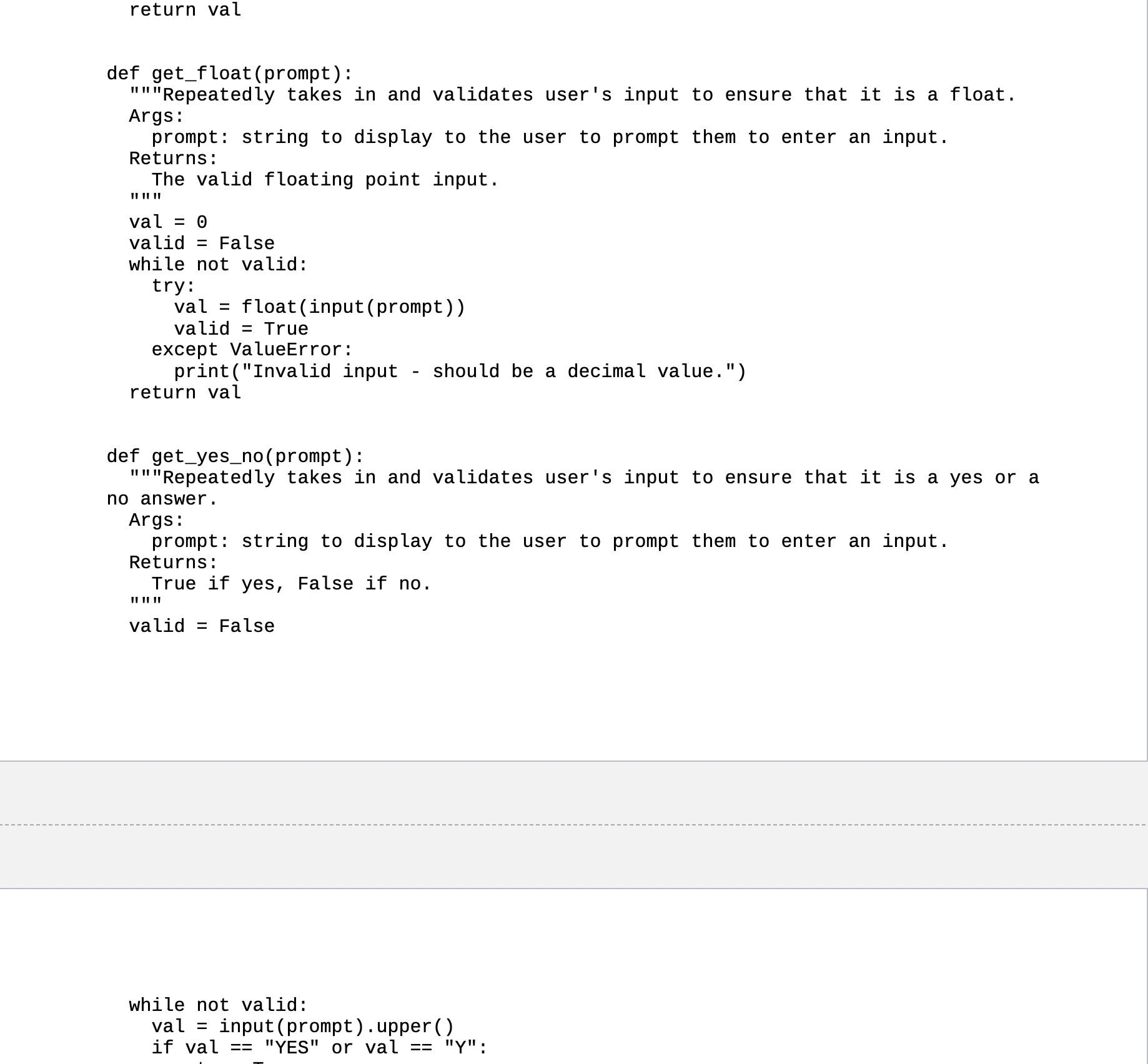 Solved def get_float(prompt): """Repeatedly takes in and | Chegg.com