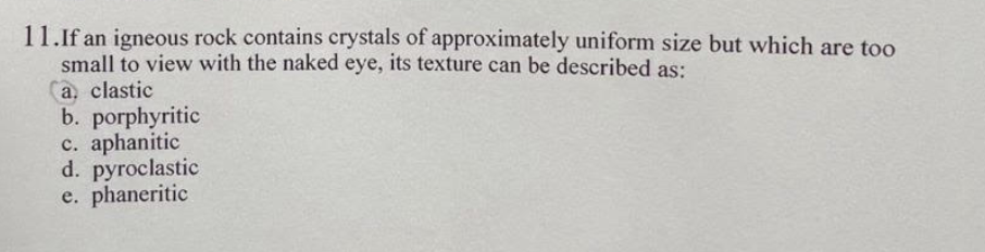 Solved If an igneous rock contains crystals of approximately | Chegg.com