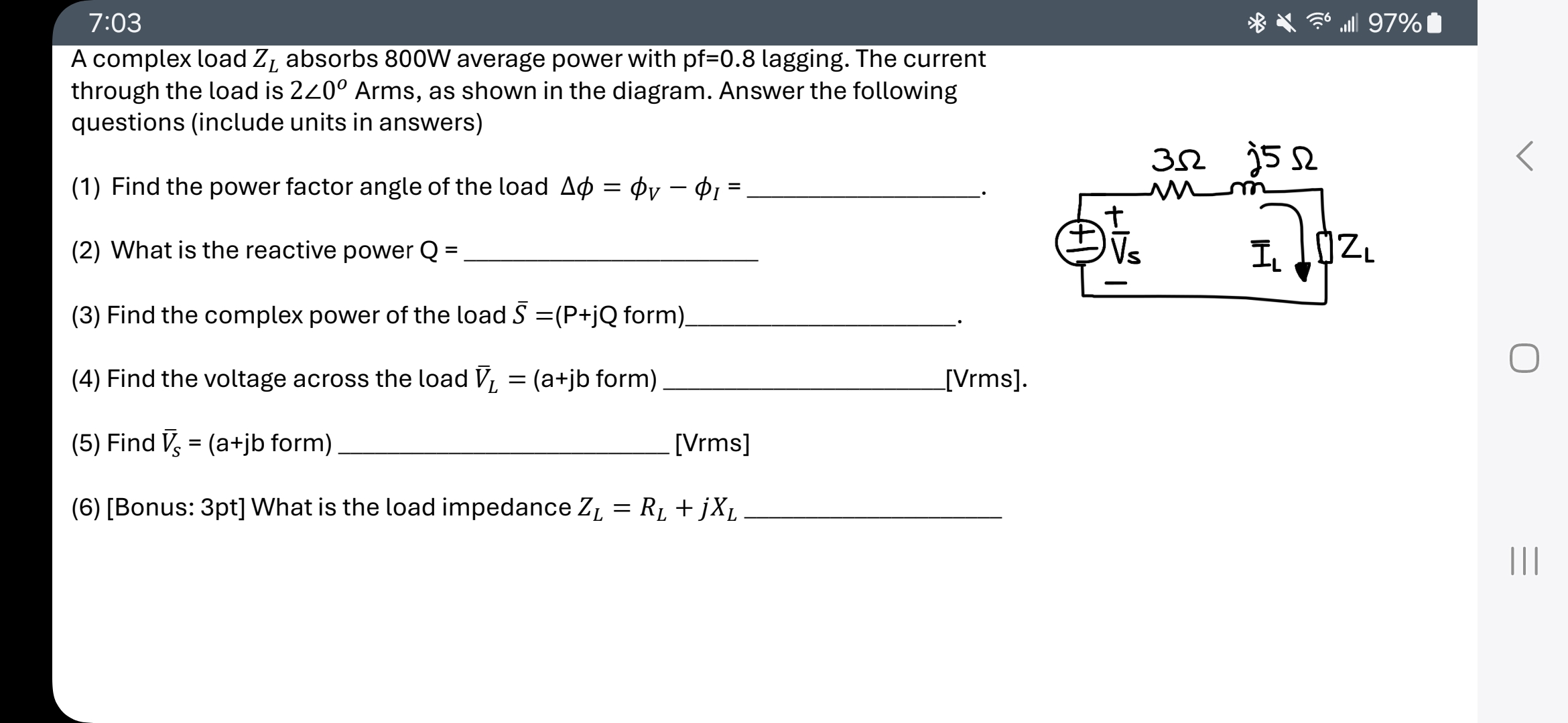 Solved A complex load ZL ﻿absorbs 800 ﻿W average power with | Chegg.com