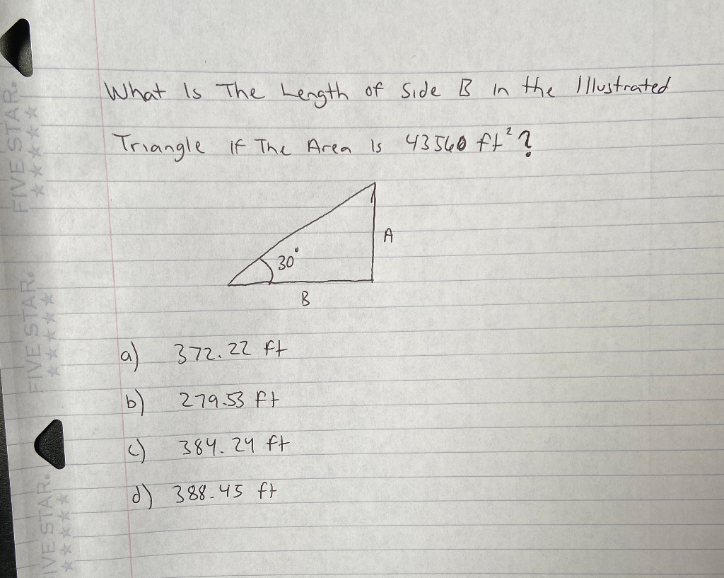 Solved What Is The Length of side B in the Illustrated FIVE | Chegg.com