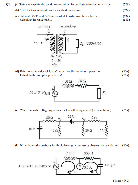Solved Q1: (a) State and explain the conditions required for | Chegg.com
