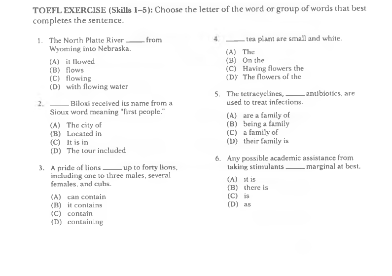 solved-toefl-exercise-skills-1-5-choose-the-letter-of-the-chegg