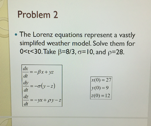 Solved Problem 2 The Lorenz equations represent a vastly | Chegg.com