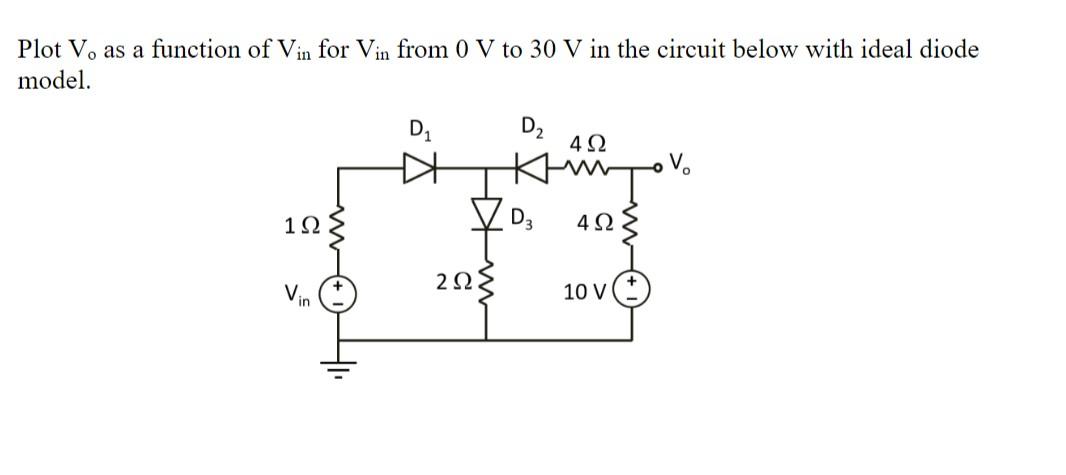 Solved Plot Vo as a function of Vin for Vin from 0 V to 30 | Chegg.com