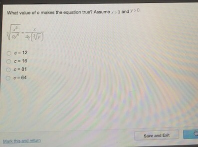 Solved What value of c makes the equation true? Assume x 0 | Chegg.com