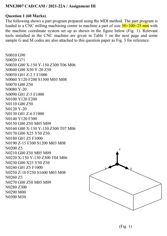 Solved MNE3007 CAD/CAM/2021-22A / Assignment III Question 1 | Chegg.com