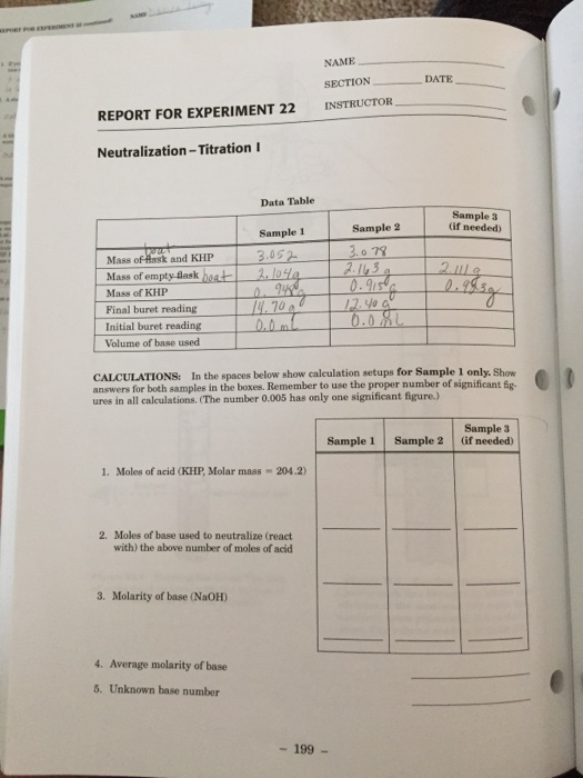 Solved Name Date Section Instructor Report For Experiment 22
