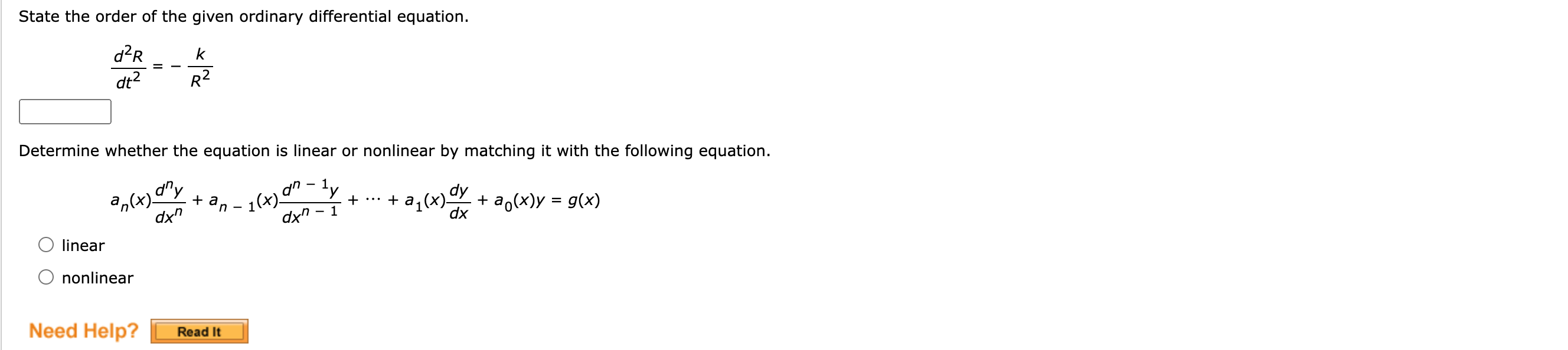 Solved State The Order Of The Given Ordinary Differential
