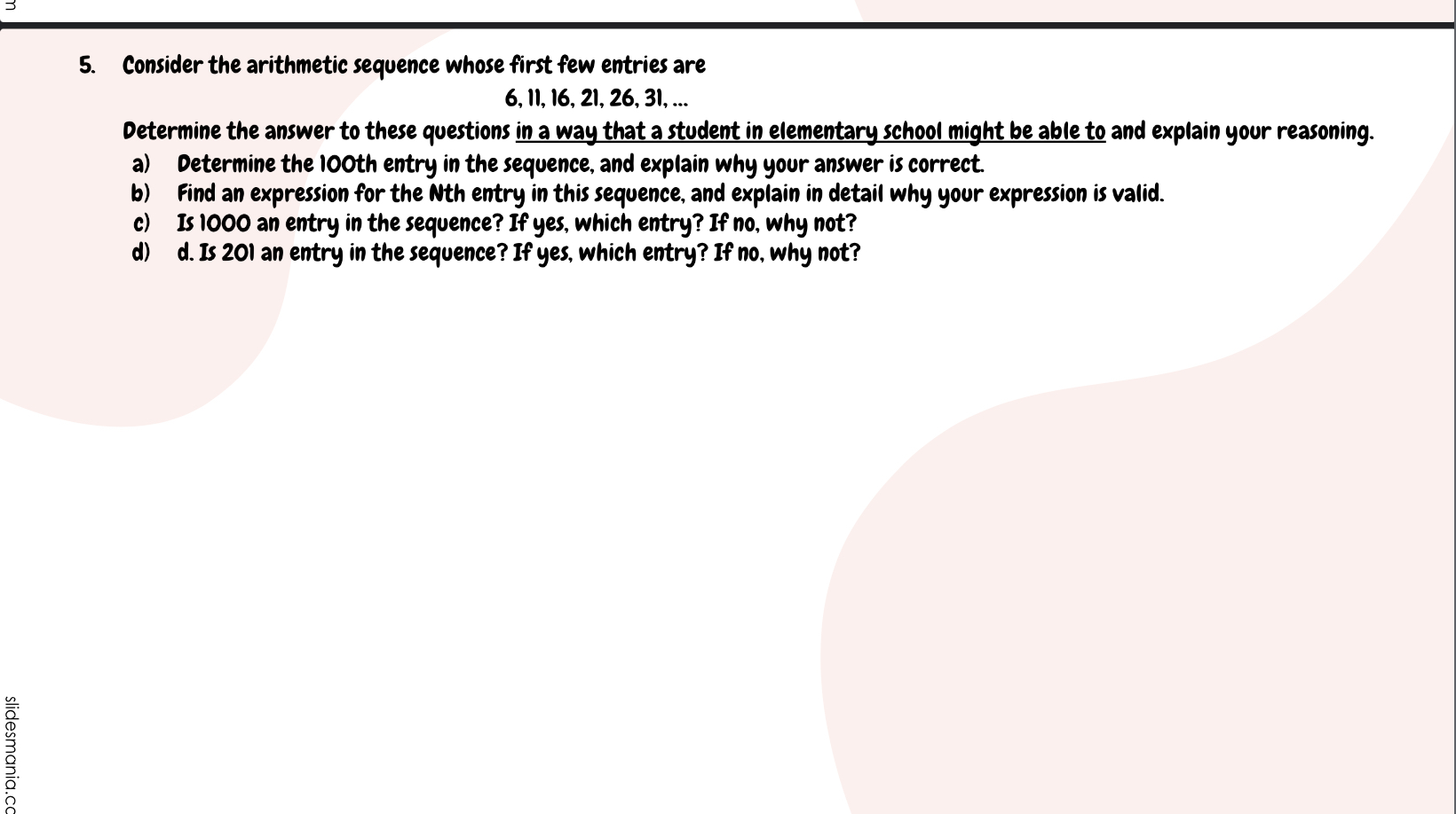 Solved 5. Consider the arithmetic sequence whose first few | Chegg.com Solved 5. Consider the arithmetic sequence whose first few | Chegg.com