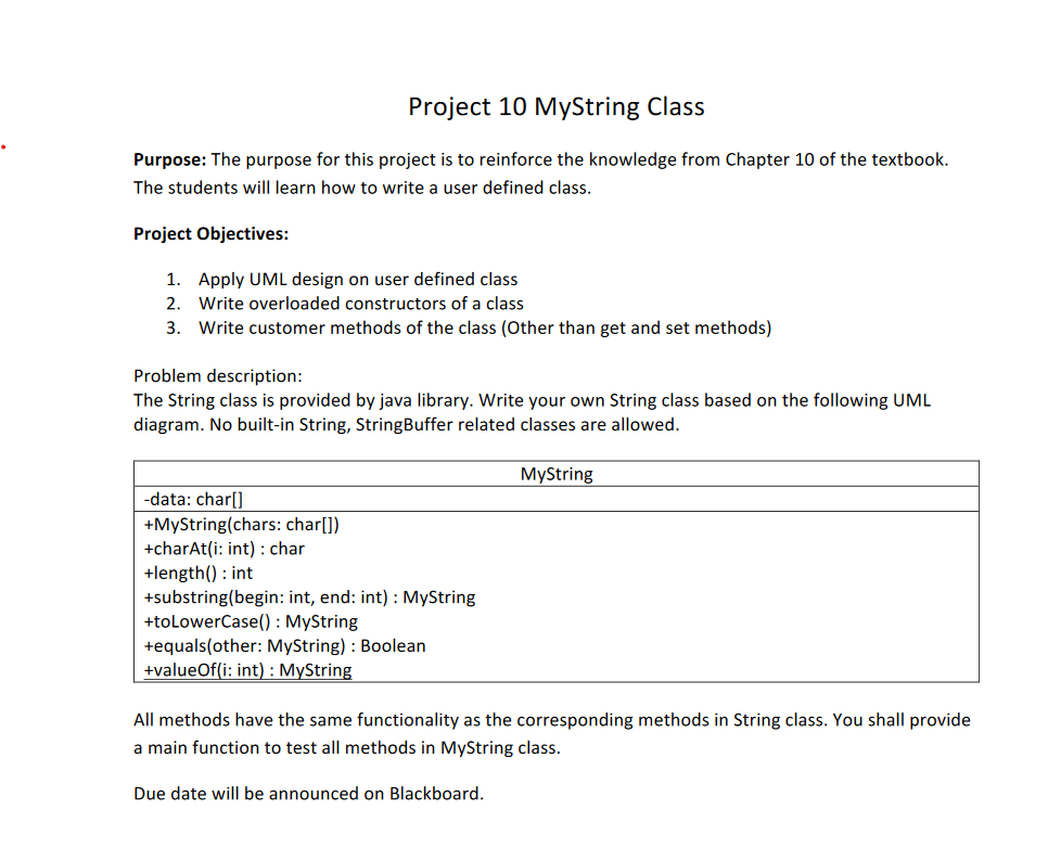 Solved Purpose: The purpose for this project is to reinforce | Chegg.com