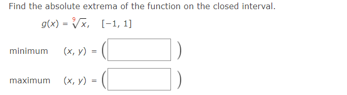 Solved Find the absolute extrema of the function on the | Chegg.com
