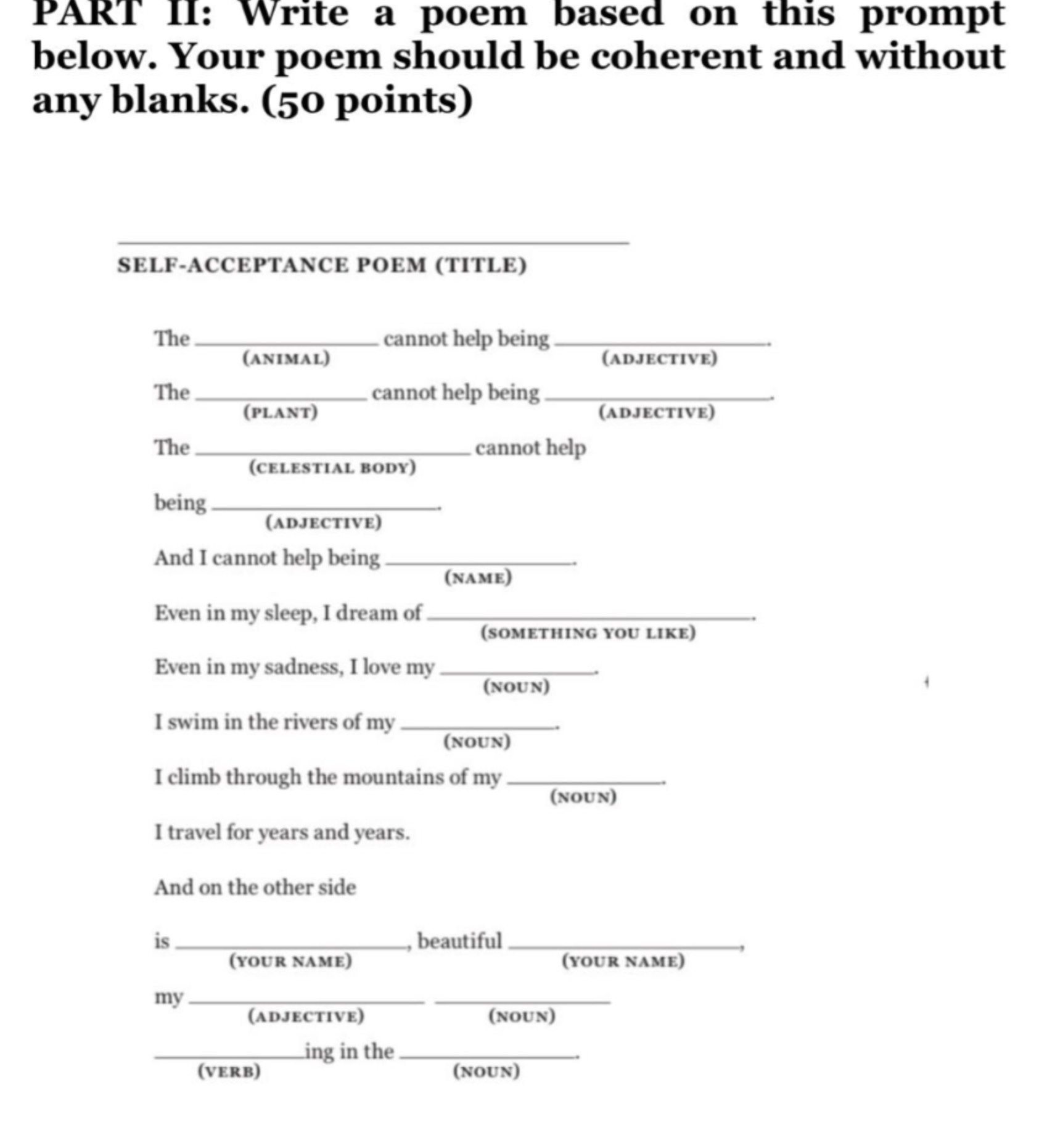 Solved complete the poem as itrequested in attachment | Chegg.com