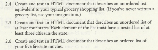 Solved 2.4 Create and test an HTML document that describes | Chegg.com
