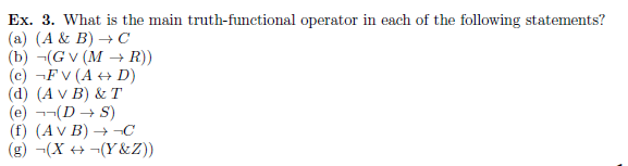 Solved Ex. 3. What is the main truth-functional operator in | Chegg.com