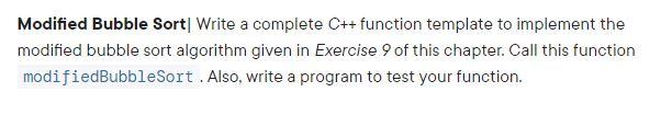Modified Bubble Sort Write a complete C++ function | Chegg.com