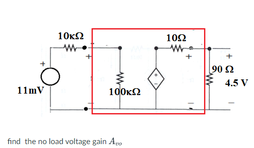 Solved find the no load voltage gain Avo | Chegg.com