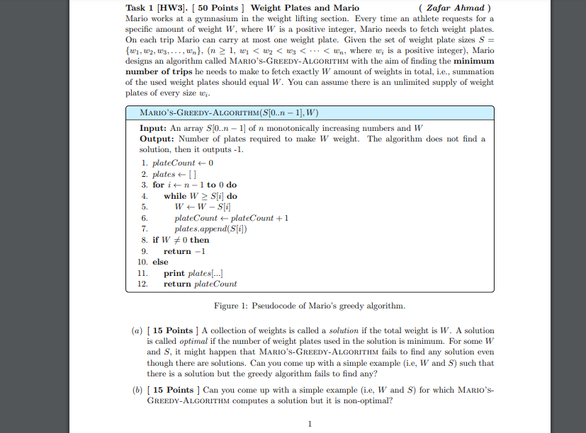 Solved Task 1 (HW3]. [ 50 Points ] Weight Plates and Mario ( | Chegg.com