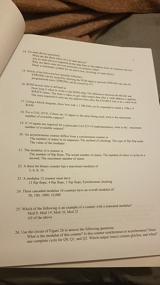 Solved 14. Tri-state device q What are the three states of a | Chegg.com