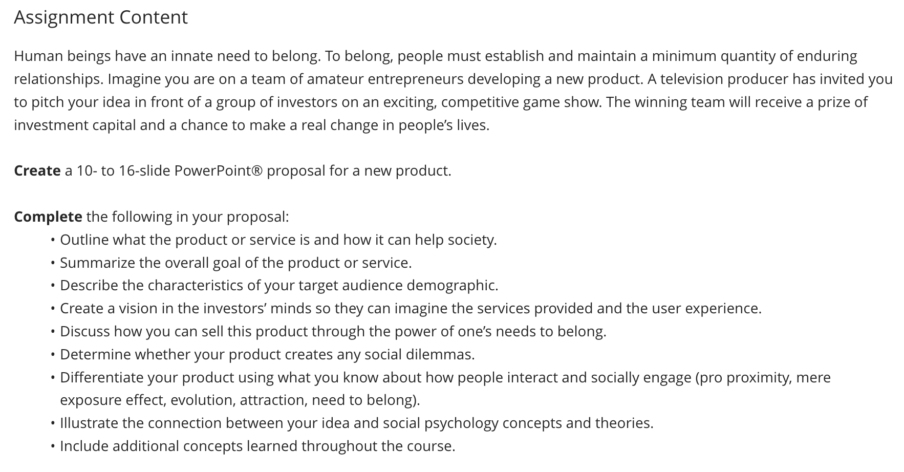 Solved Assignment content Human beings have an innate need | Chegg.com