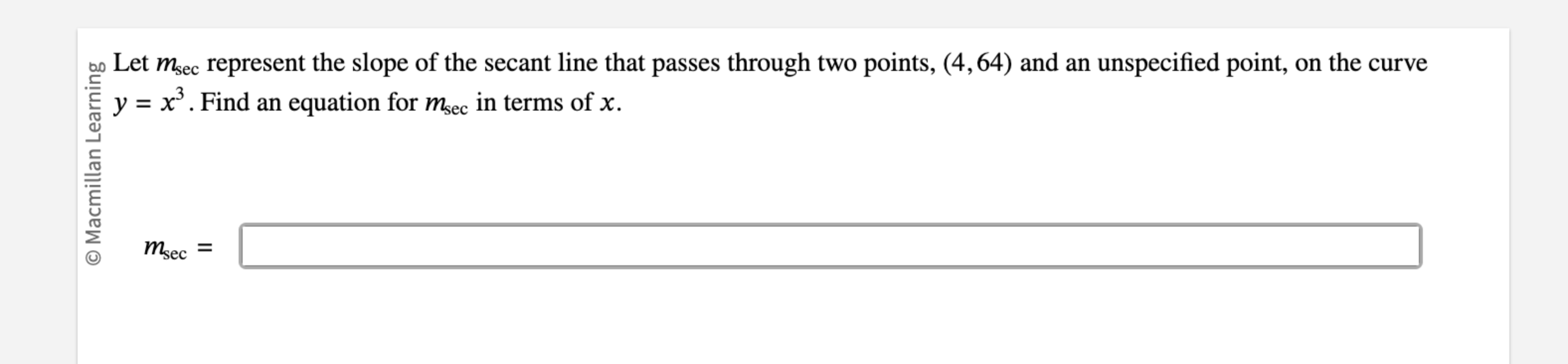 Solved Let msec ﻿represent the slope of the secant line that | Chegg.com