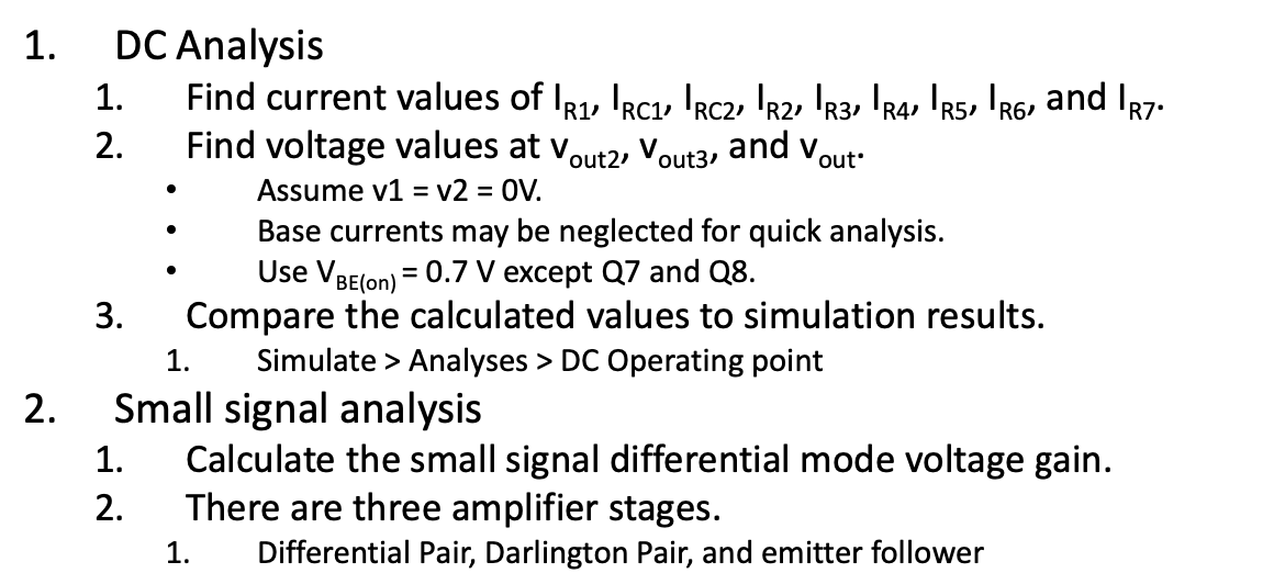 DC Analysis 1. Find current values of IR1, RC1, RC2, | Chegg.com