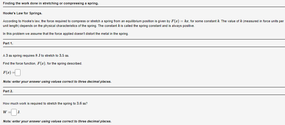 Solved Hooke's Law for Springs. According to Hooke's law, | Chegg.com