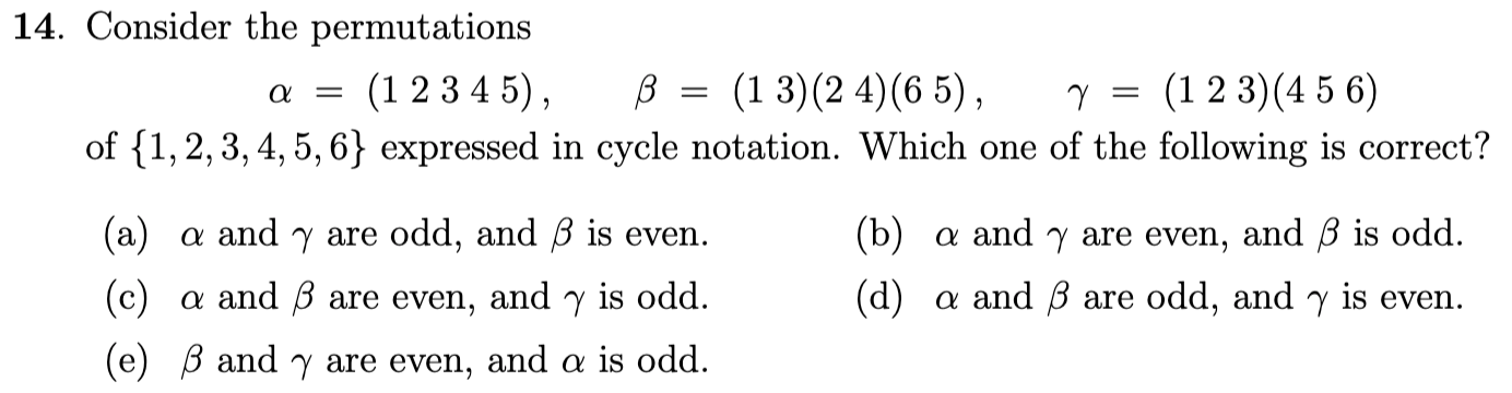 Solved Consider the permutations expressed in cycle | Chegg.com
