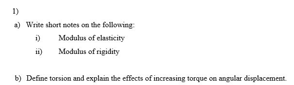 Solved a) Write short notes on the following: i) Modulus of | Chegg.com