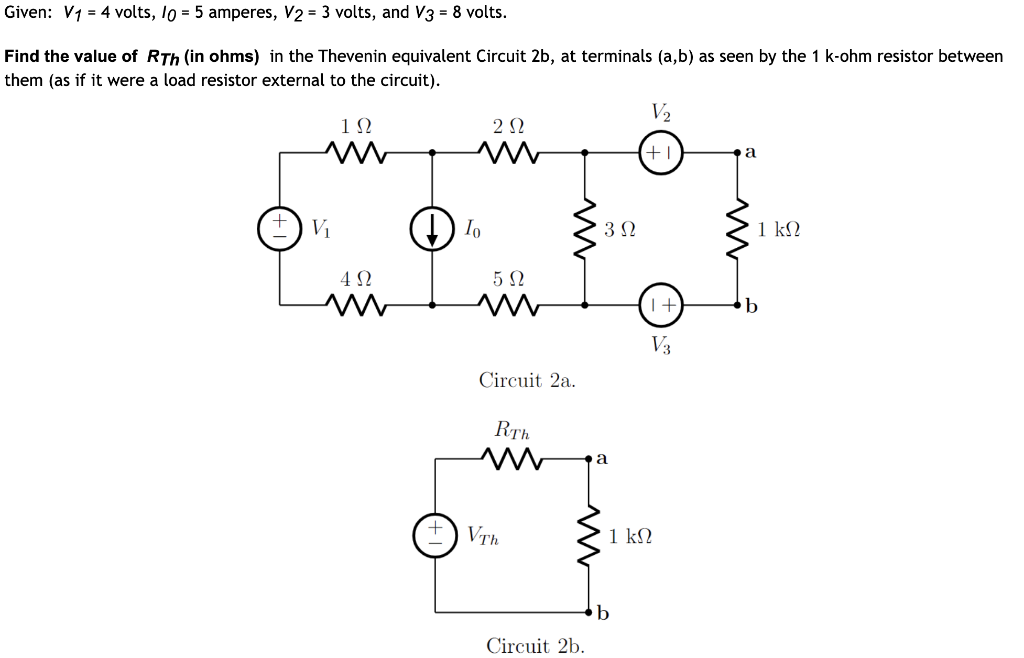 Solved Given: V1=4 volts, I0=5 amperes, V2=3 volts, and V3=8 | Chegg.com