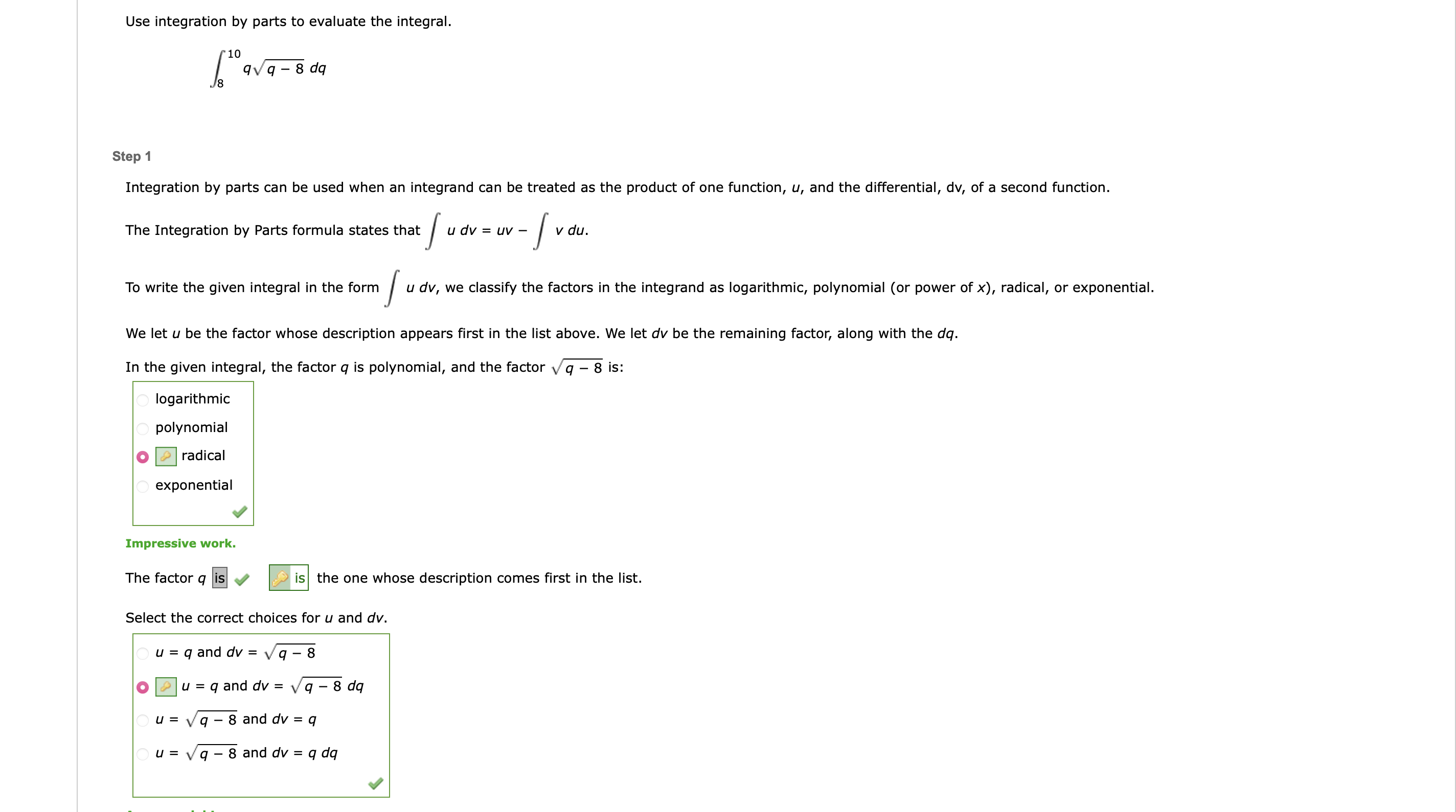 Solved Use integration by parts to evaluate the integral. | Chegg.com