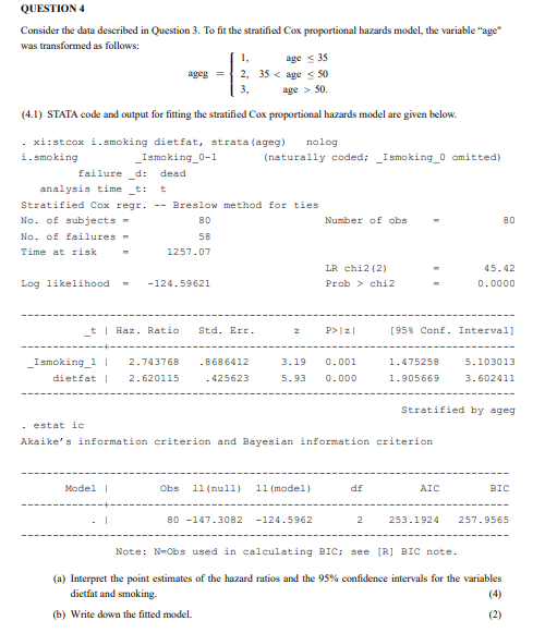QUESTION 4 Consider the data described in Question 3. | Chegg.com