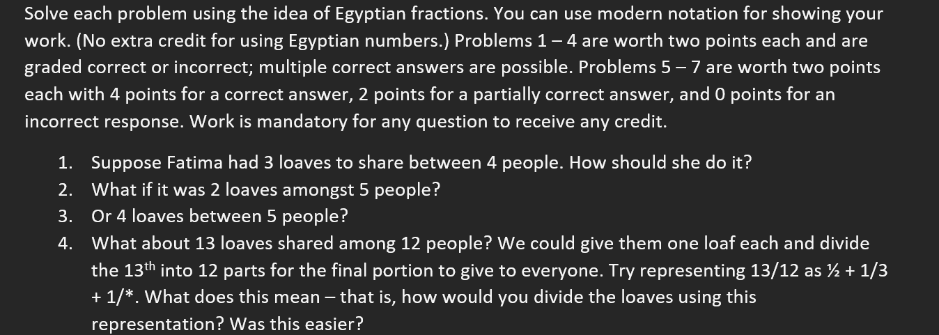 Solved Solve each problem using the idea of Egyptian | Chegg.com